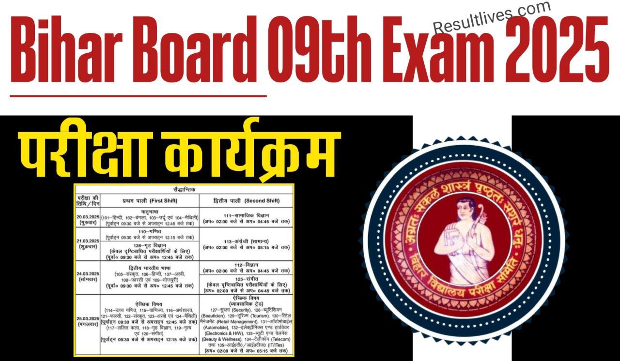 Bihar Board 09th Annual Exam 2025, Examination Program Exam Start From ...